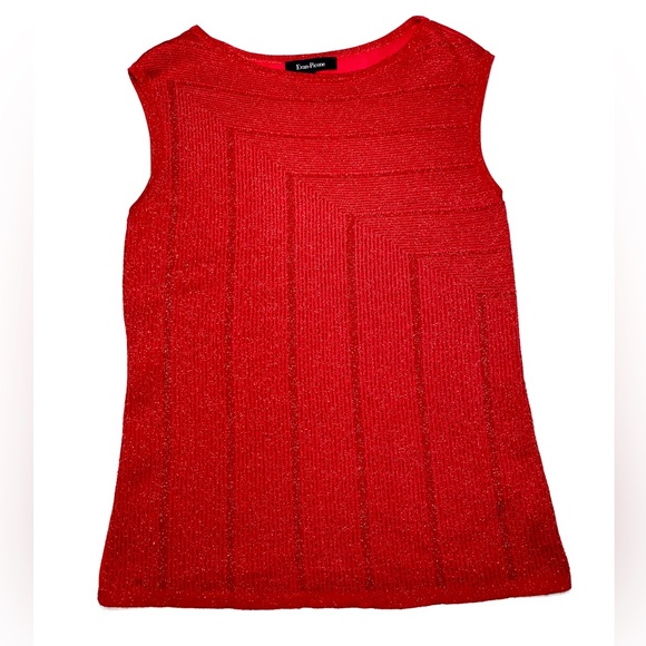 Evan Picone | Tops | Evanpicone Red Metallic Shimmer Scoop Neck ...
